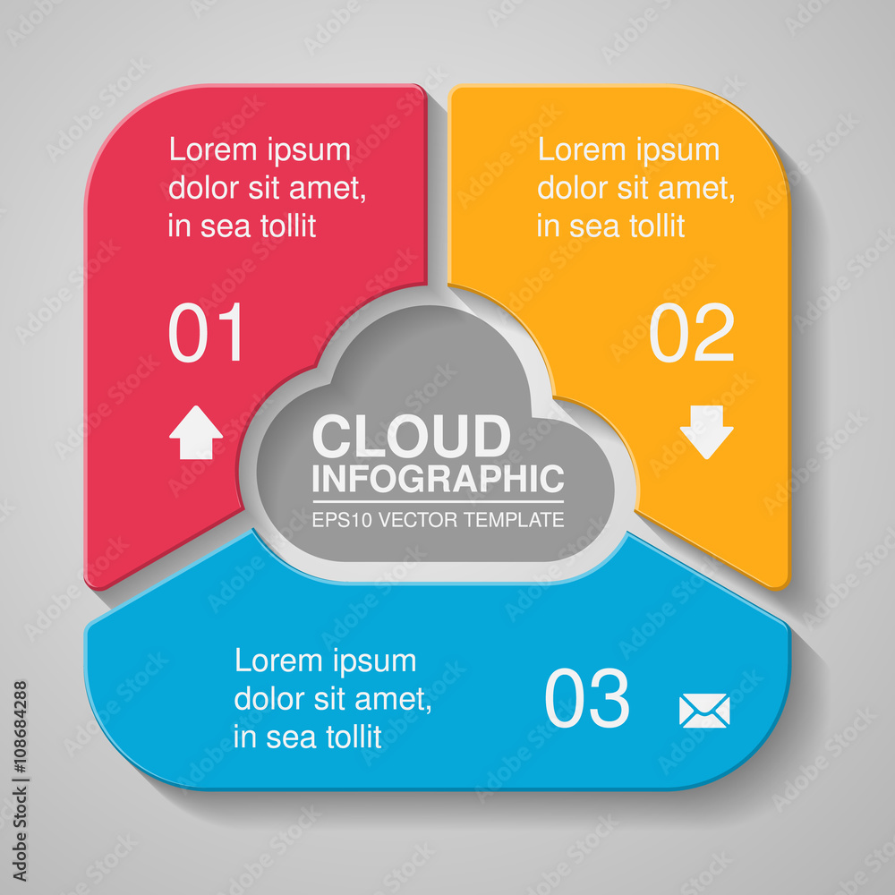 Vector cloud circular infographic with 3 options Stock Vector | Adobe Stock