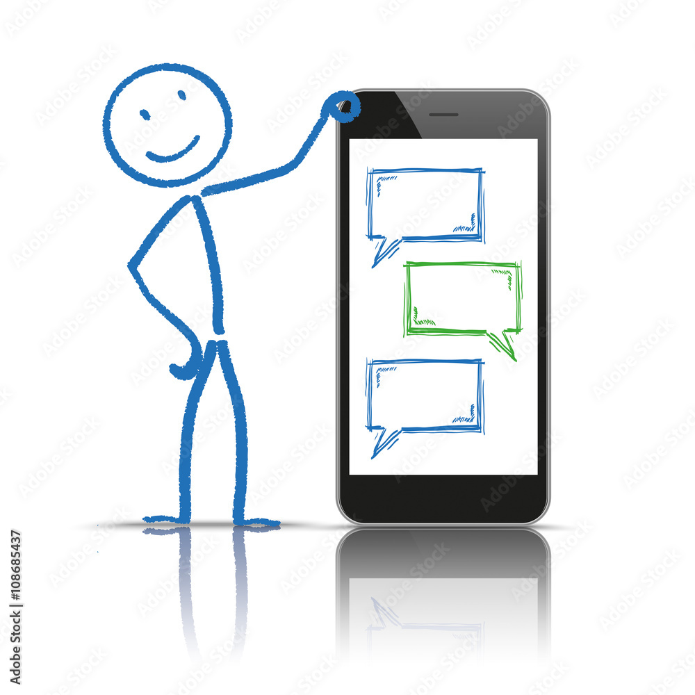Stickman Messenger Smartphone Speech Bubbles Stock-Vektorgrafik | Adobe ...