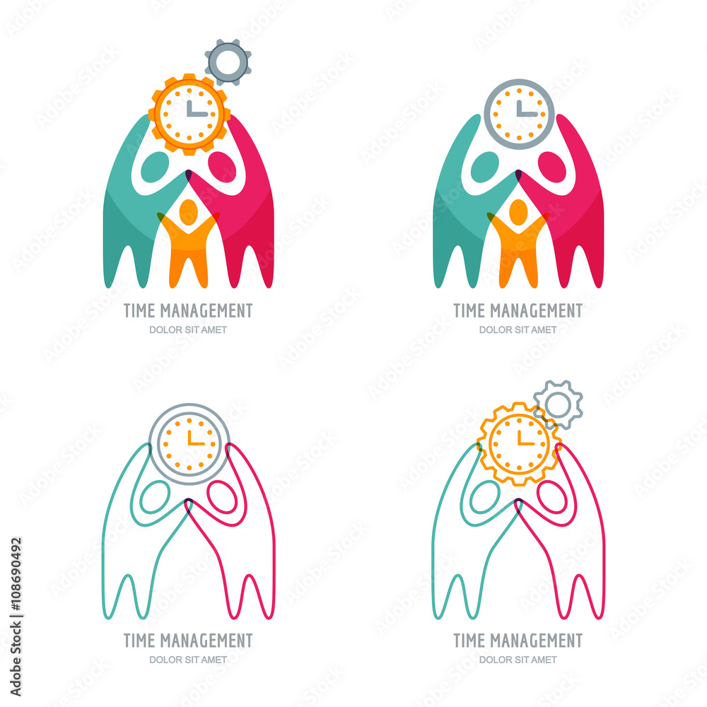 Time management and planning business concept. Vector logo or line ...