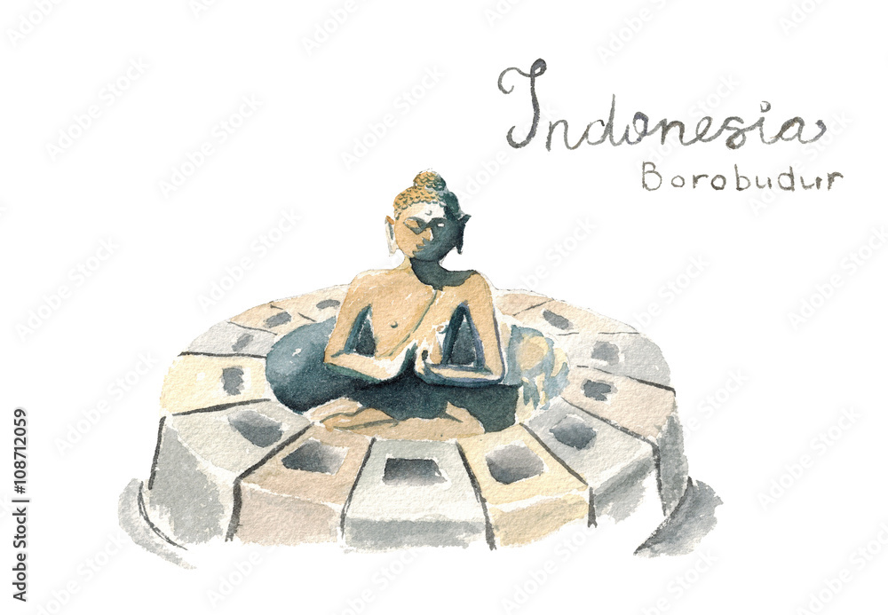 Watercolor hand drawn sketch illustration architecture landmark of ...