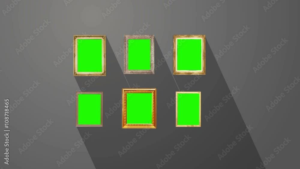 Green screen old style picture wood frame with moving shadow background ...