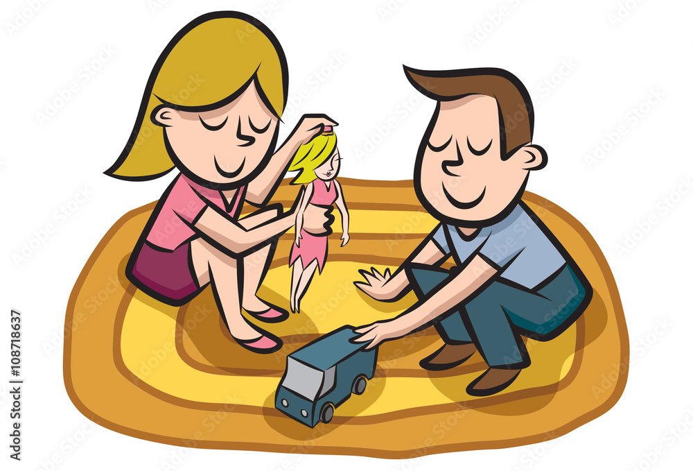 Friends play together Stock Illustration | Adobe Stock