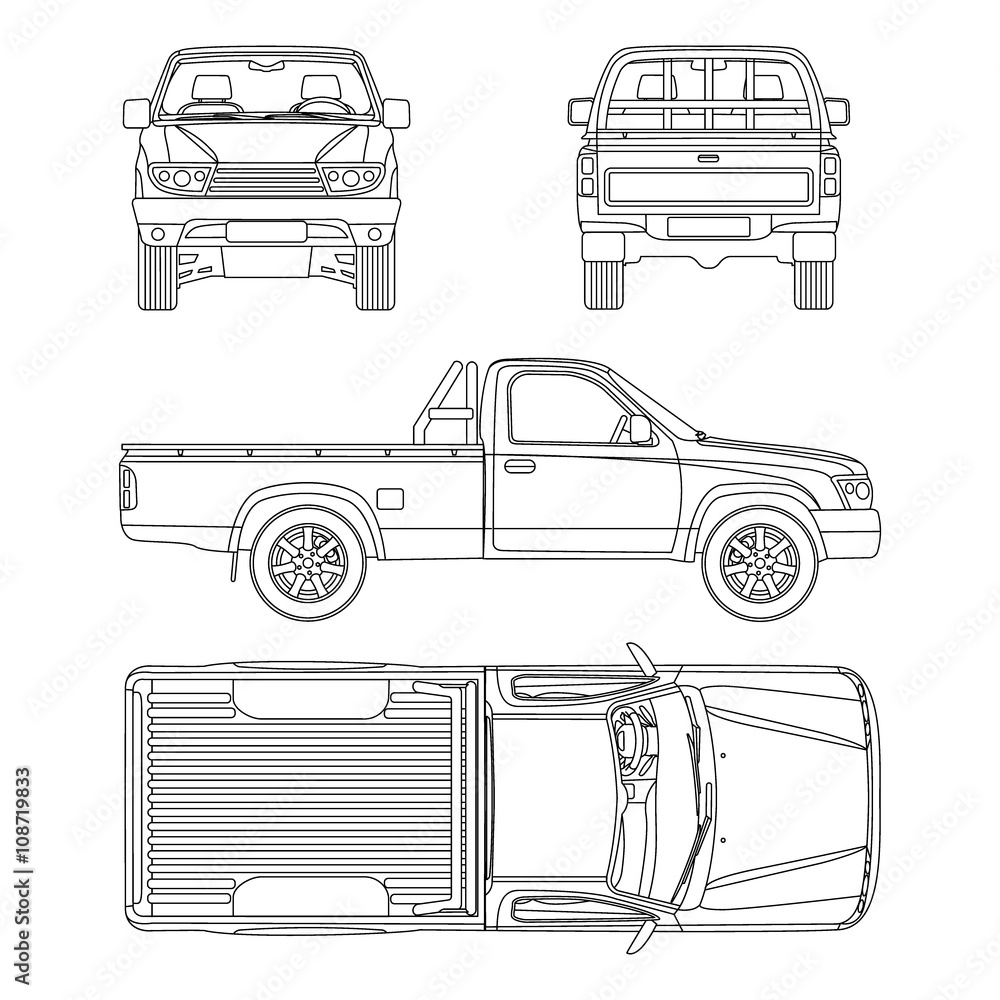 car pickup truck one cab vector illustration Stock Vector | Adobe Stock