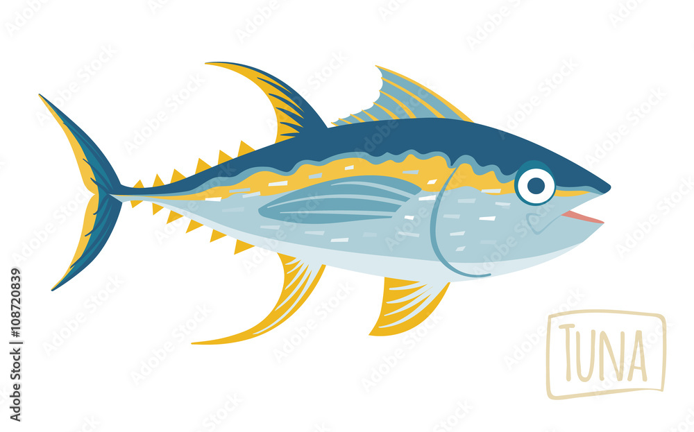 Tuna, vector cartoon illustration Stock Vector | Adobe Stock