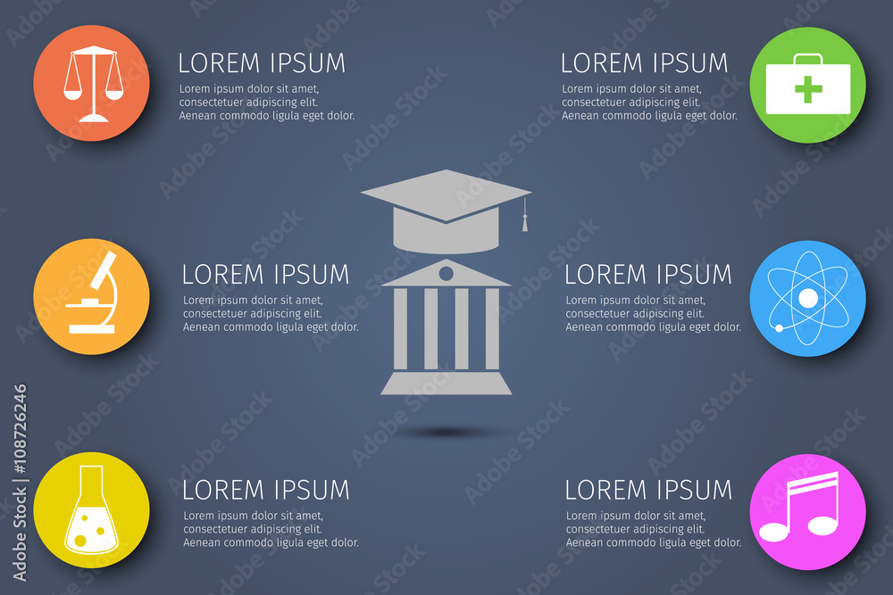 School infographic flat design education and learning banner background ...