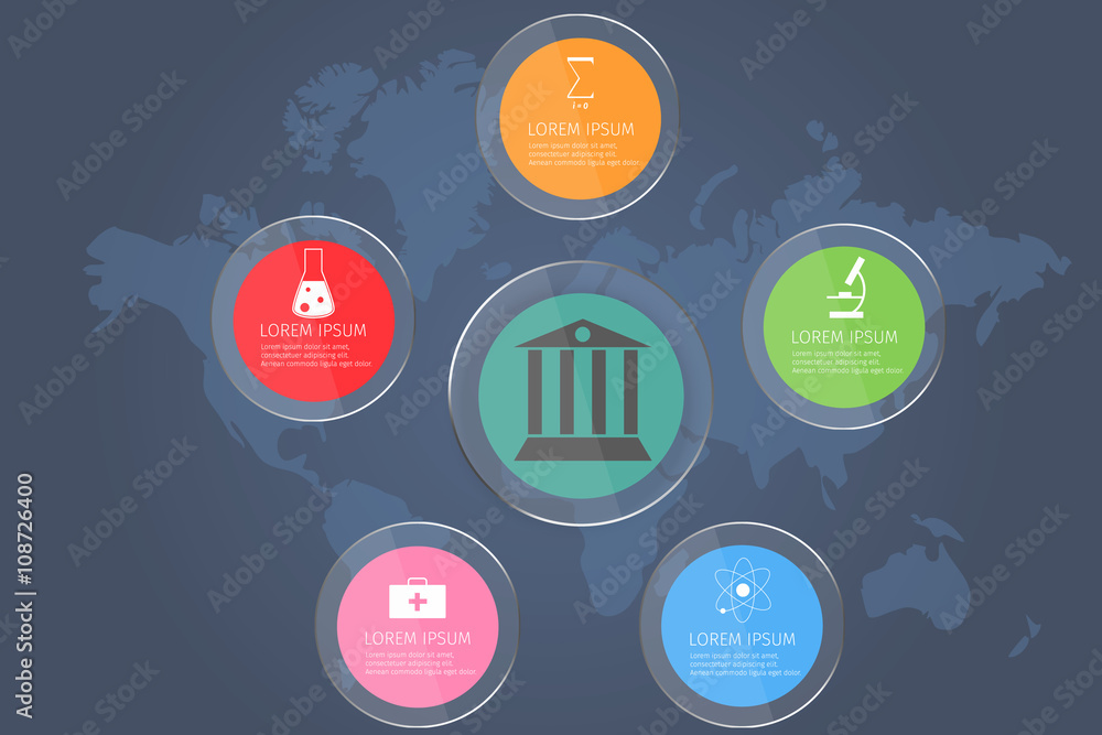 School infographic flat design education and learning banner background ...