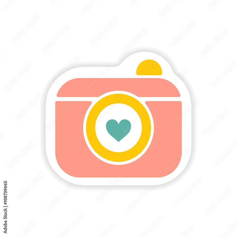 paper sticker on white background wedding camera Stock Vector | Adobe Stock