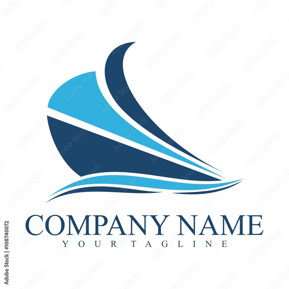 Abstract Ship Logo Blue Color Simple Design Stock Vector | Adobe Stock