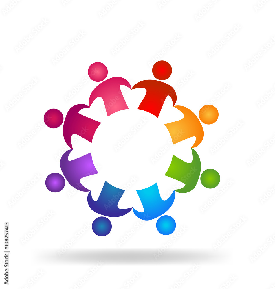 Teamwork people holding hands logo design template icon vector Stock ...