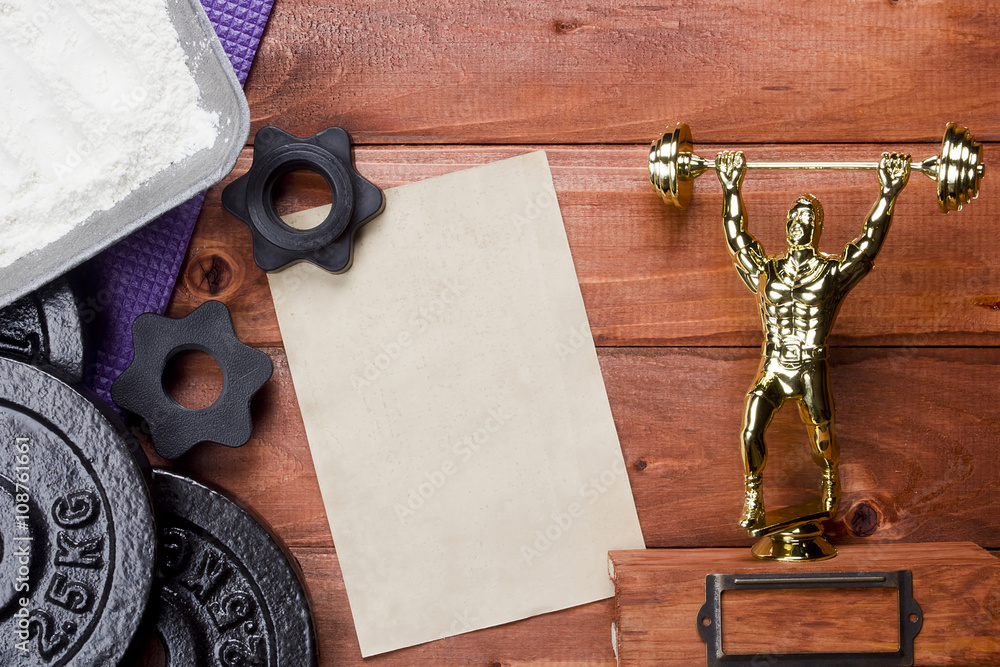 Figure weightlifter and weights Stock Photo | Adobe Stock