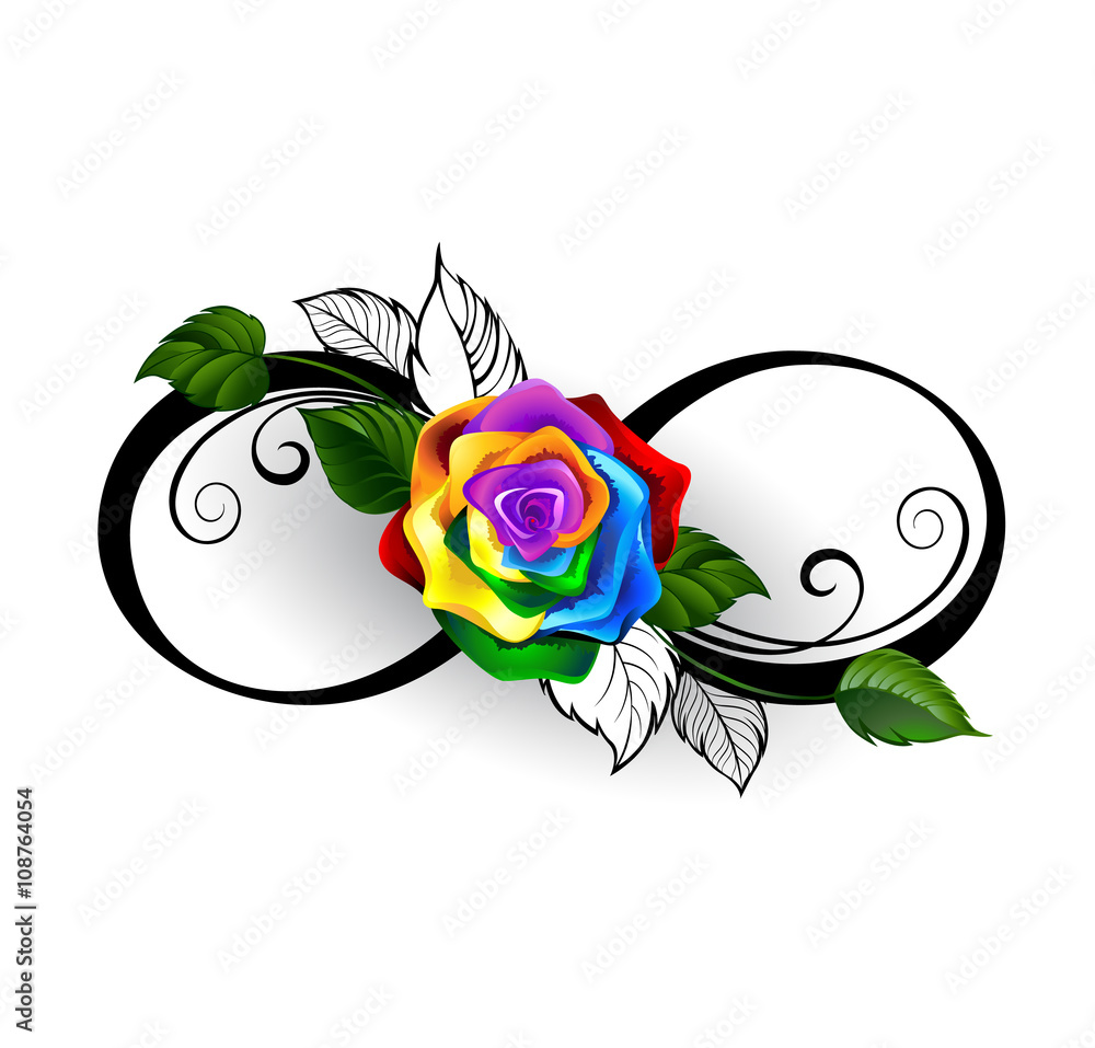 Infinity symbol with rainbow rose Stock Vector | Adobe Stock