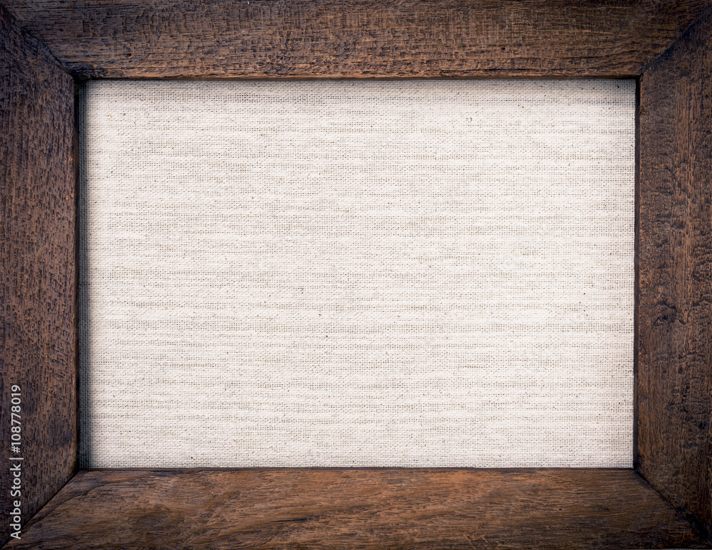 Vintage wooden frame with hessian texture background Stock Photo ...