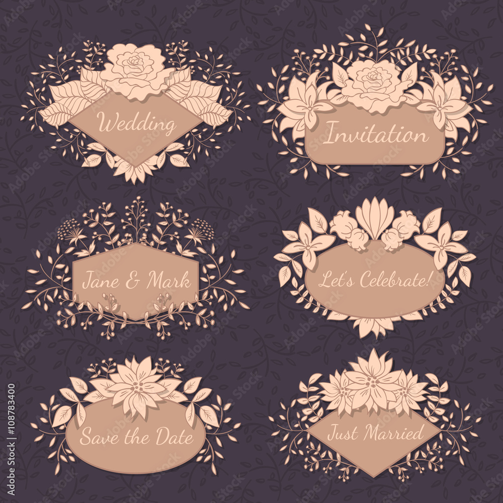Vector Floral Frame Collection Stock Vector | Adobe Stock