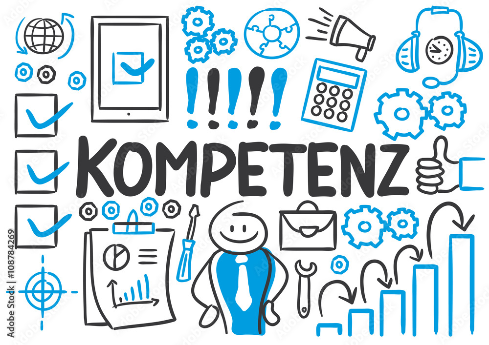 Stick Figure Series Blue Chart / Kompetenz Stock Vector | Adobe Stock