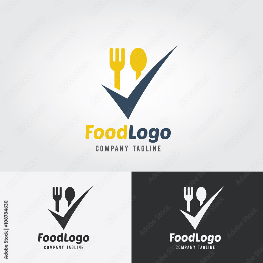 Food Logo Template. Vector Illustration. Fork and Spoon icon with check ...