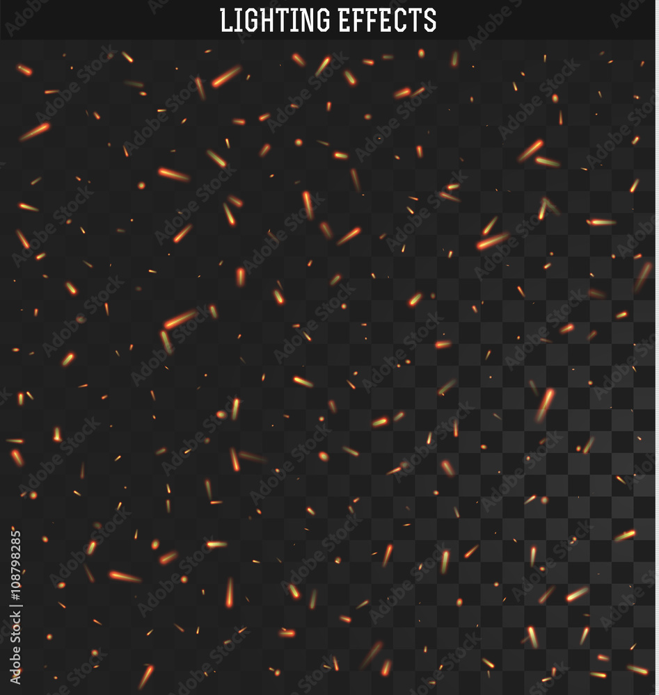 Sparks isolated realistic lighting with transparency for design.Sparks ...