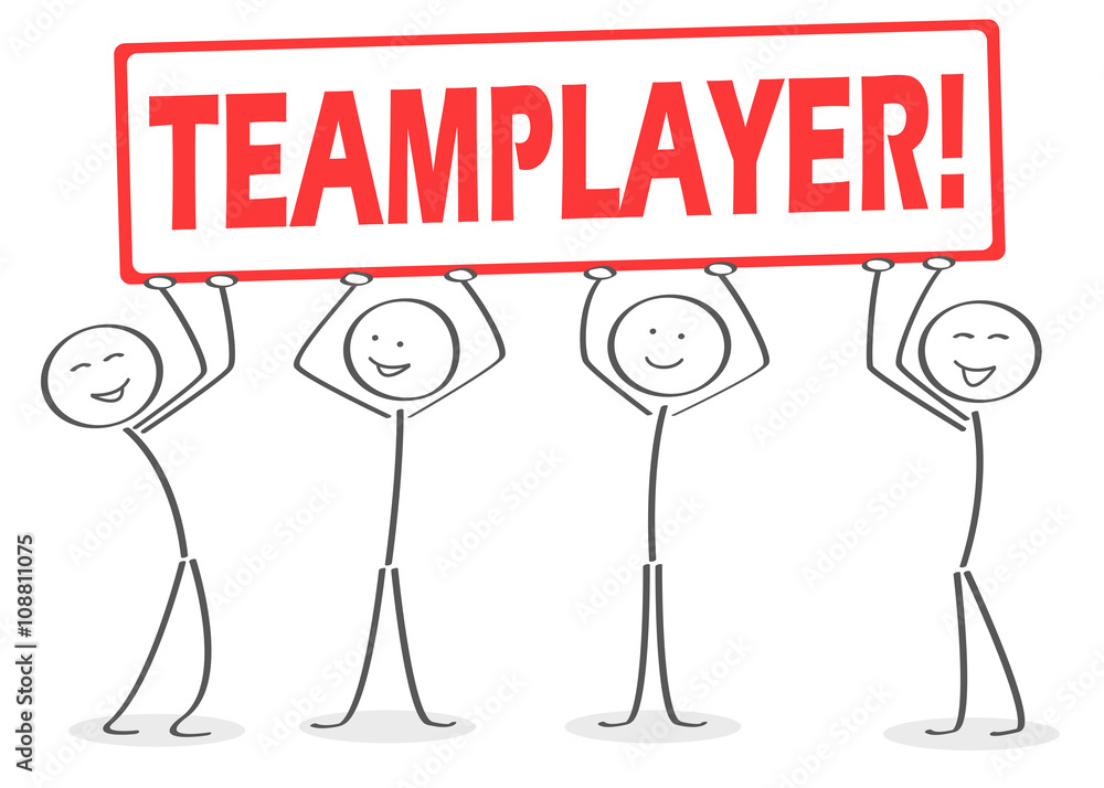 Vetor de Teamplayer Schild Strichmännchen do Stock | Adobe Stock