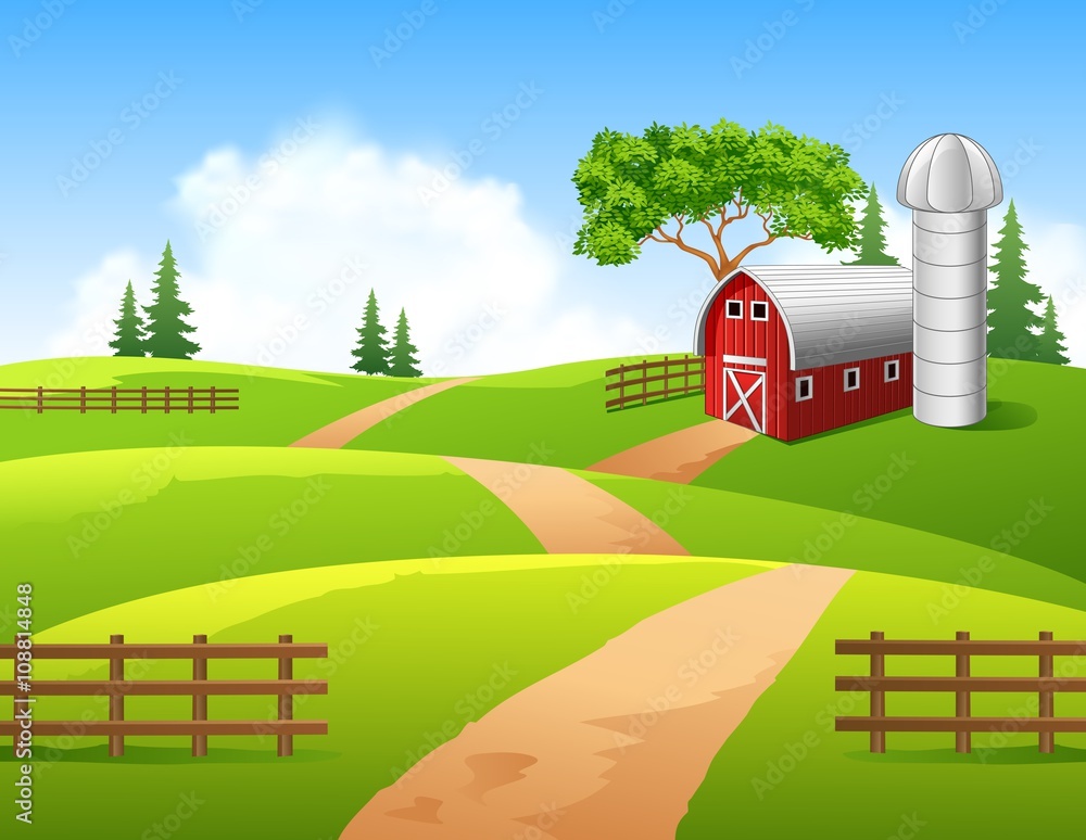 Illustration of farm background Stock Vector | Adobe Stock
