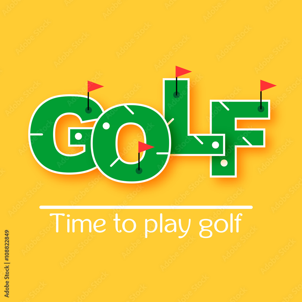 Mini golf text vector illustration. Time to play golf Stock ...
