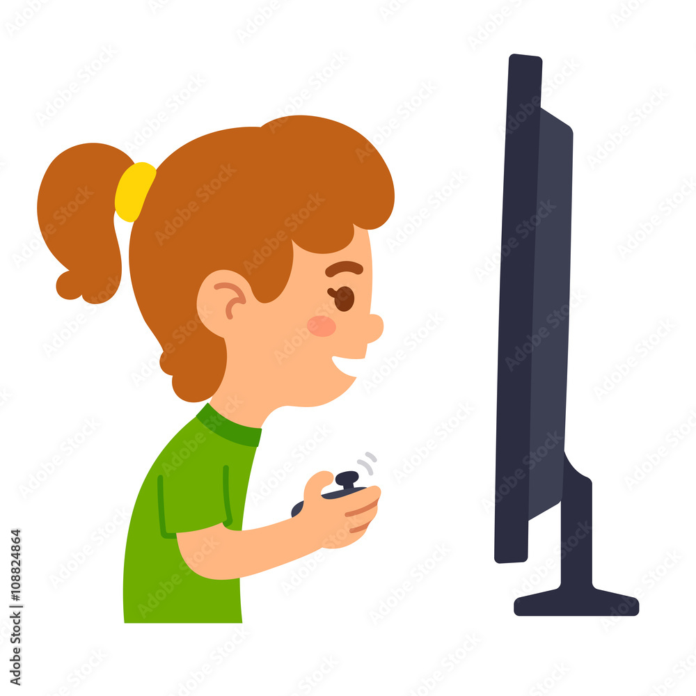 Cartoon girl gamer Stock Vector | Adobe Stock