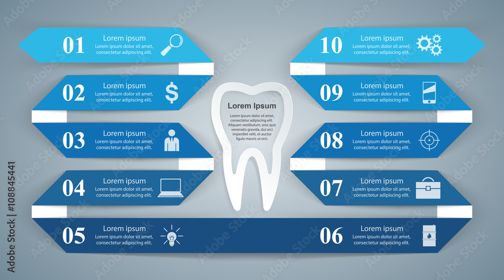 Abstract 3D digital illustration Infographic. Tooth icon. Stock Vector ...