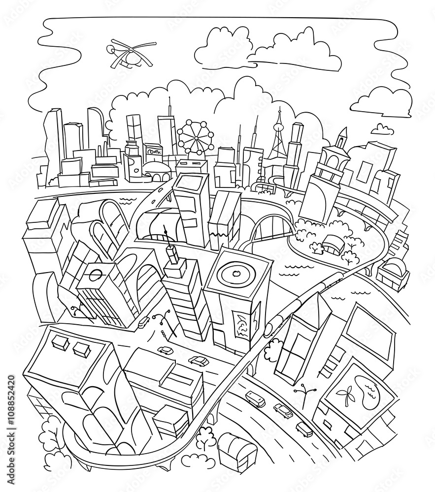 Future Cityscape Drawing