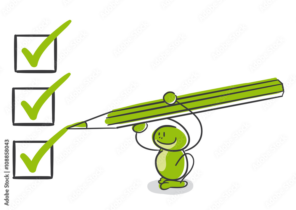 Stick Figure Series Green / Check Stock Vector | Adobe Stock