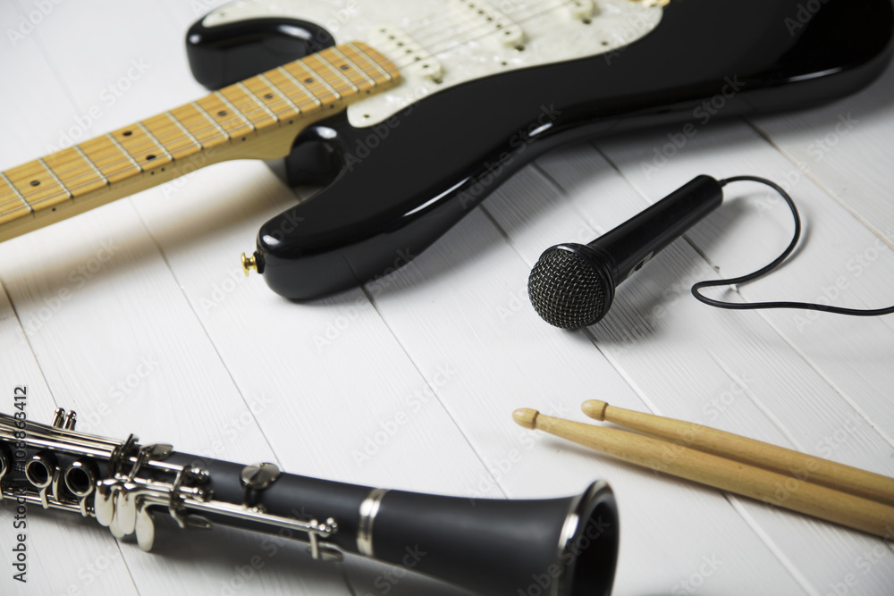 instruments for a blues band / portrait of instruments for a blues ...