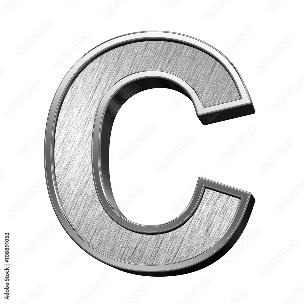 One letter from brushed stainless steel alphabet set, isolated on white ...