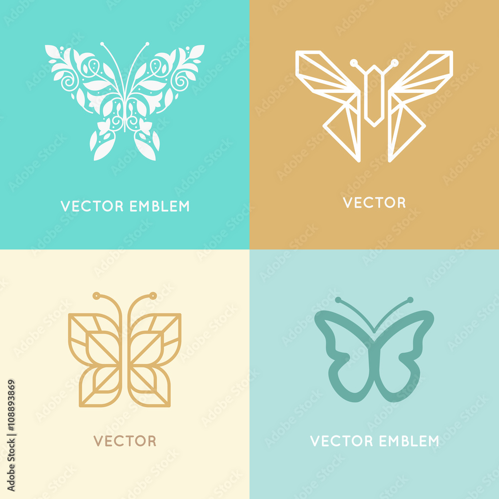 Vector set of abstract logo design templates and emblems - butte Stock ...