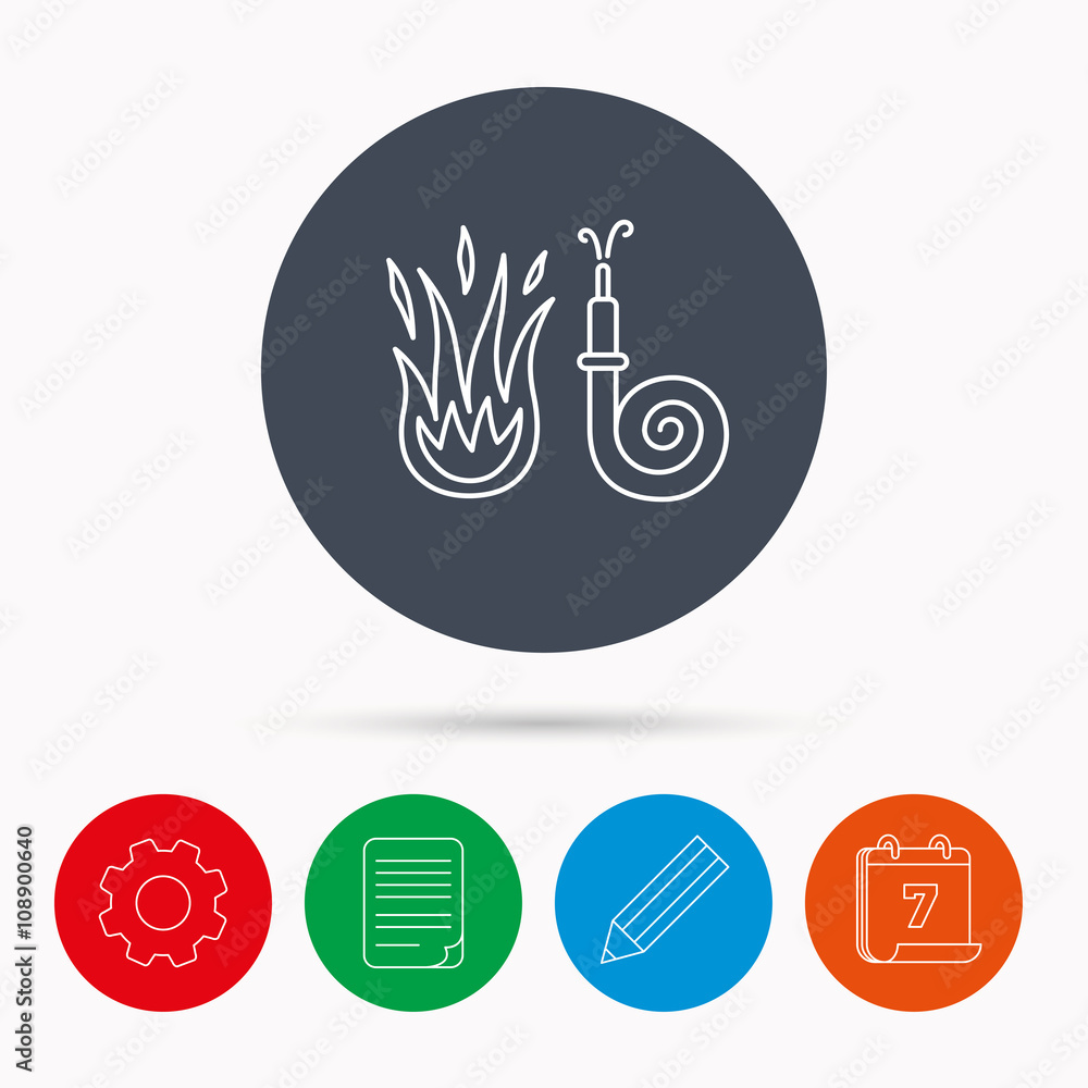 Fire hose reel icon. Firefighters station sign. Stock Vector | Adobe Stock