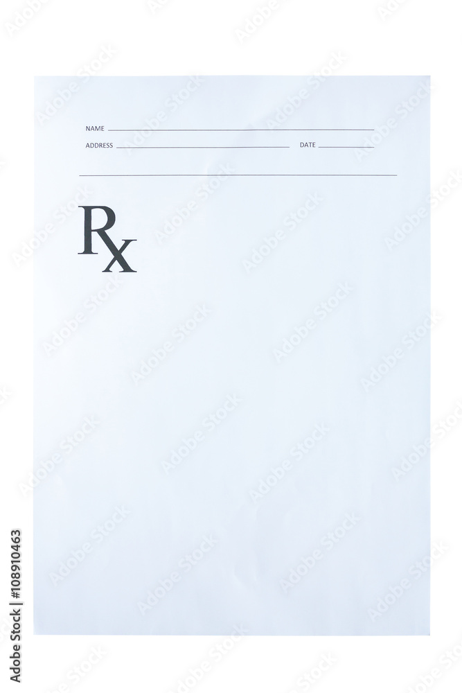 Blank prescription isolated on white background Stock Photo | Adobe Stock