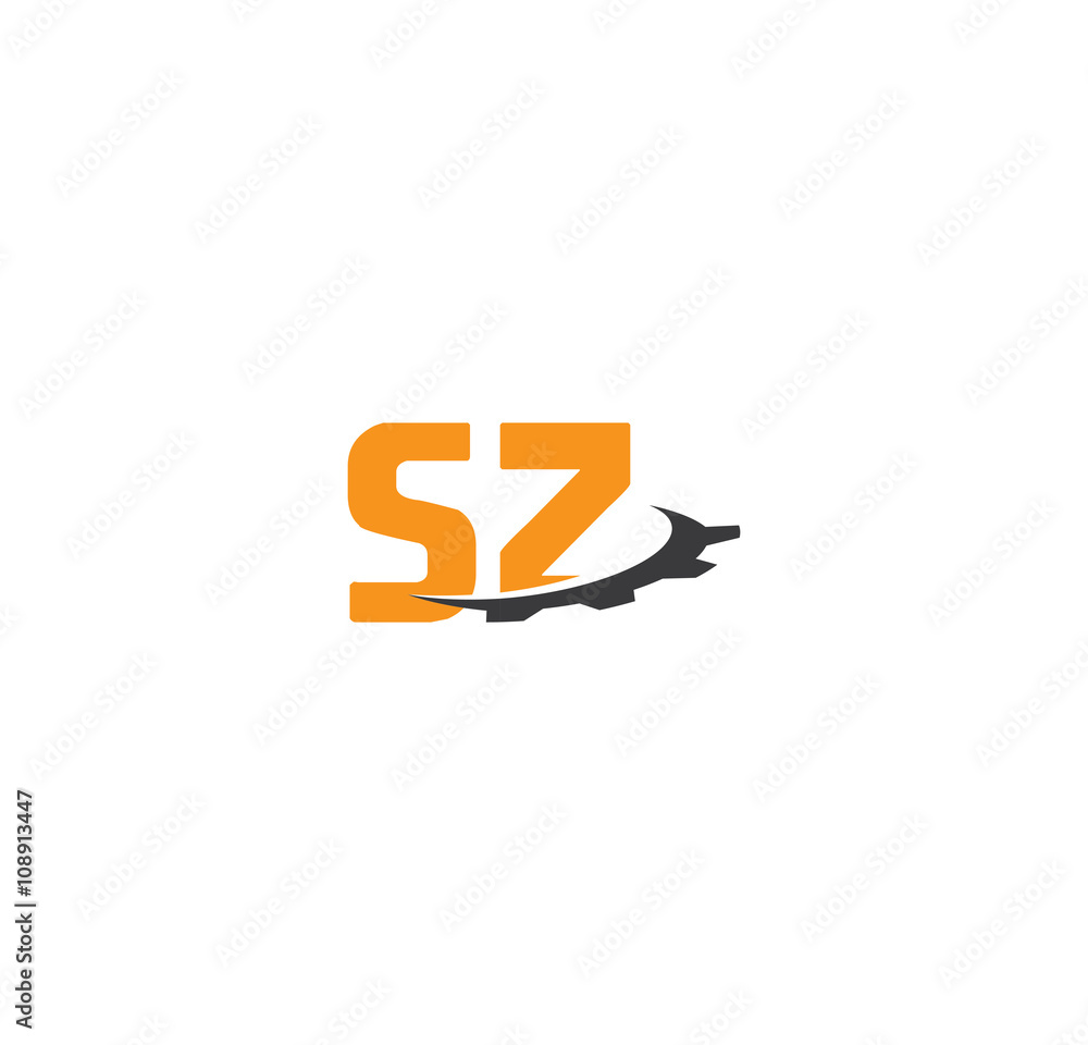 sz alphabet with swoosh gears Stock Vector | Adobe Stock