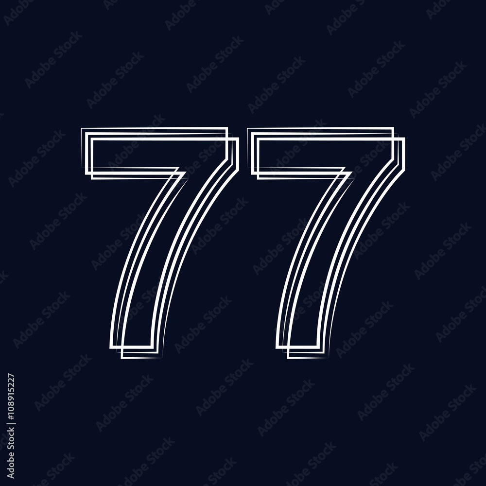 number 77 outline storke Stock-Vektorgrafik | Adobe Stock