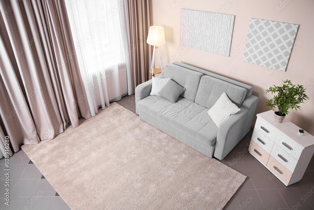 Modern room interior, top view Stock Photo | Adobe Stock