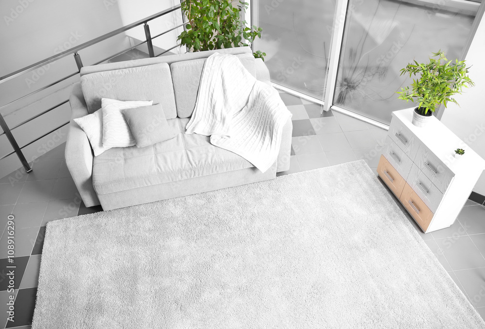 Modern room interior, top view Stock Photo | Adobe Stock