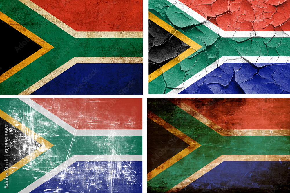 South africa flag collection. 4 different flags on white backgro Stock ...