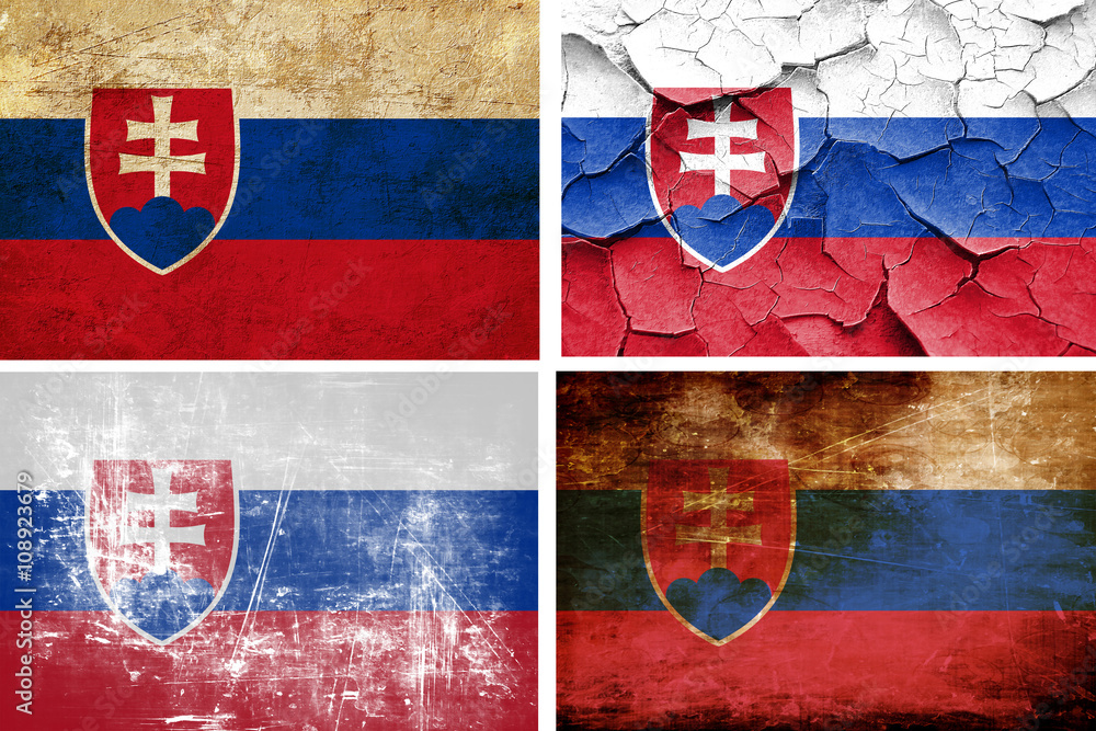 Slovakia flag collection. 4 different flags on white background Stock ...