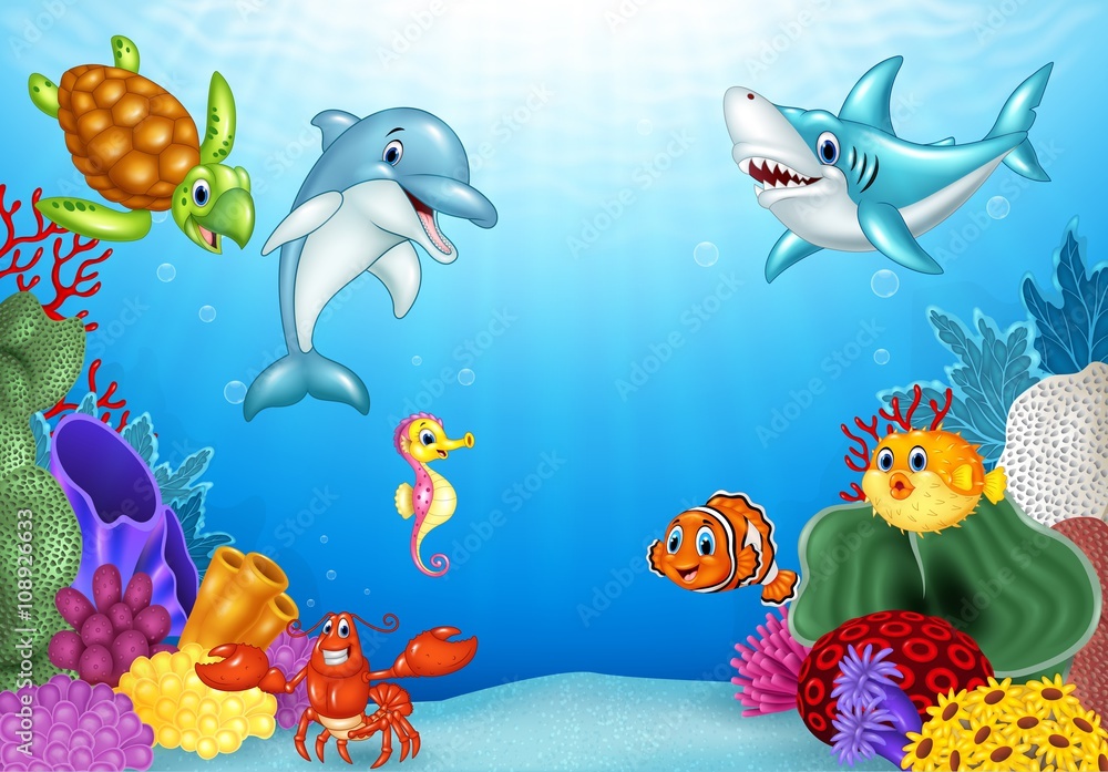 Beautiful Underwater Scenery Cartoon Under Water Cartoon Stock Photos,