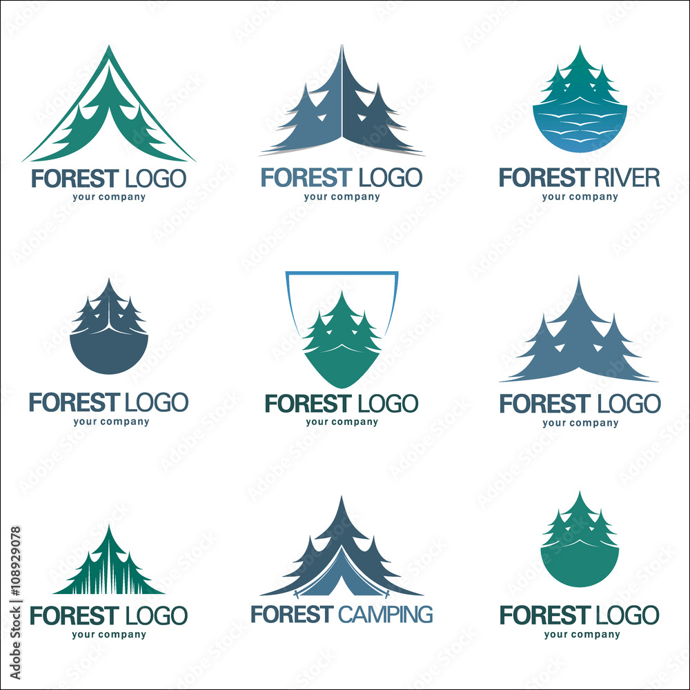 Set vector forest emblems Stock Vector | Adobe Stock
