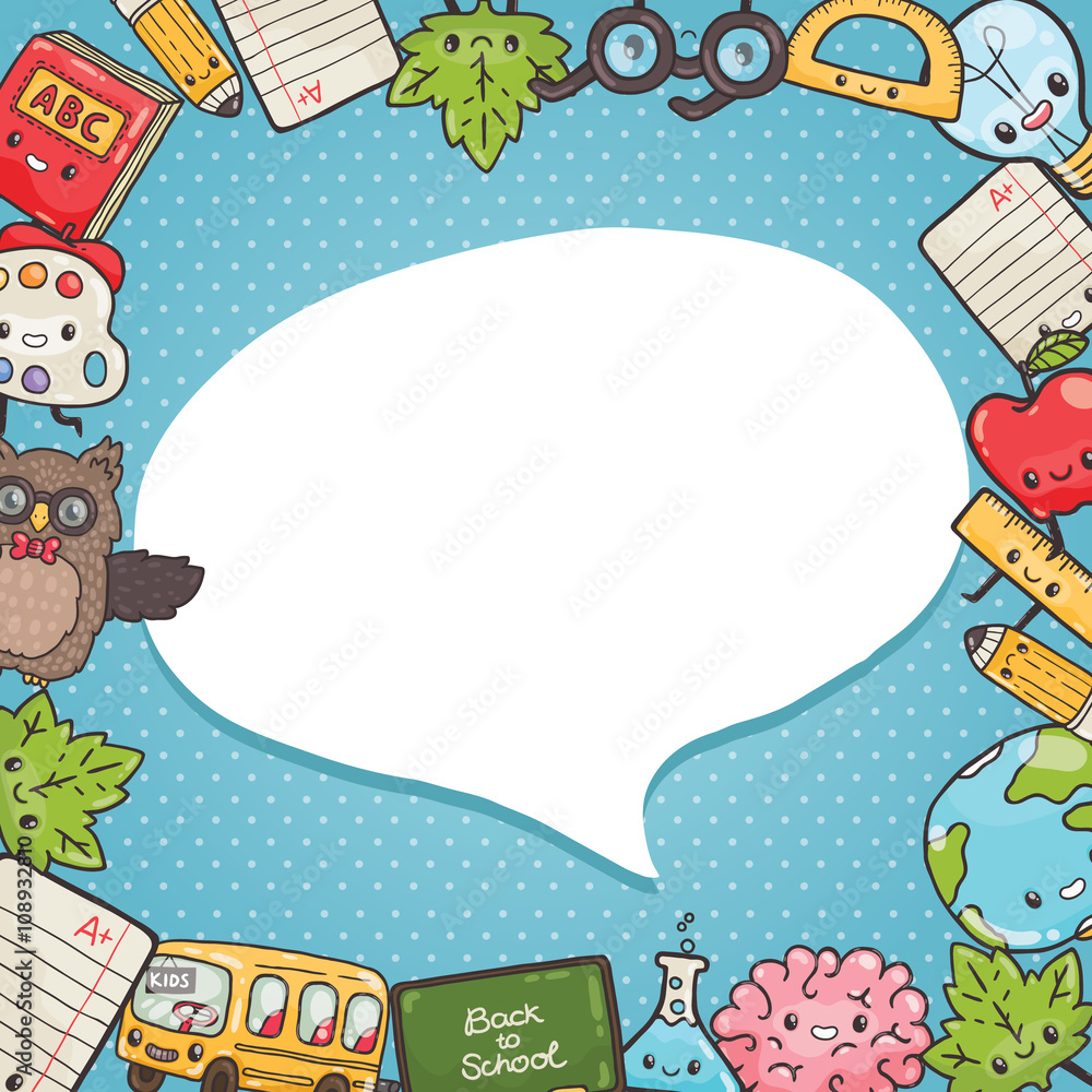 Cute cartoon characters. Back to school background Stock Vector | Adobe ...