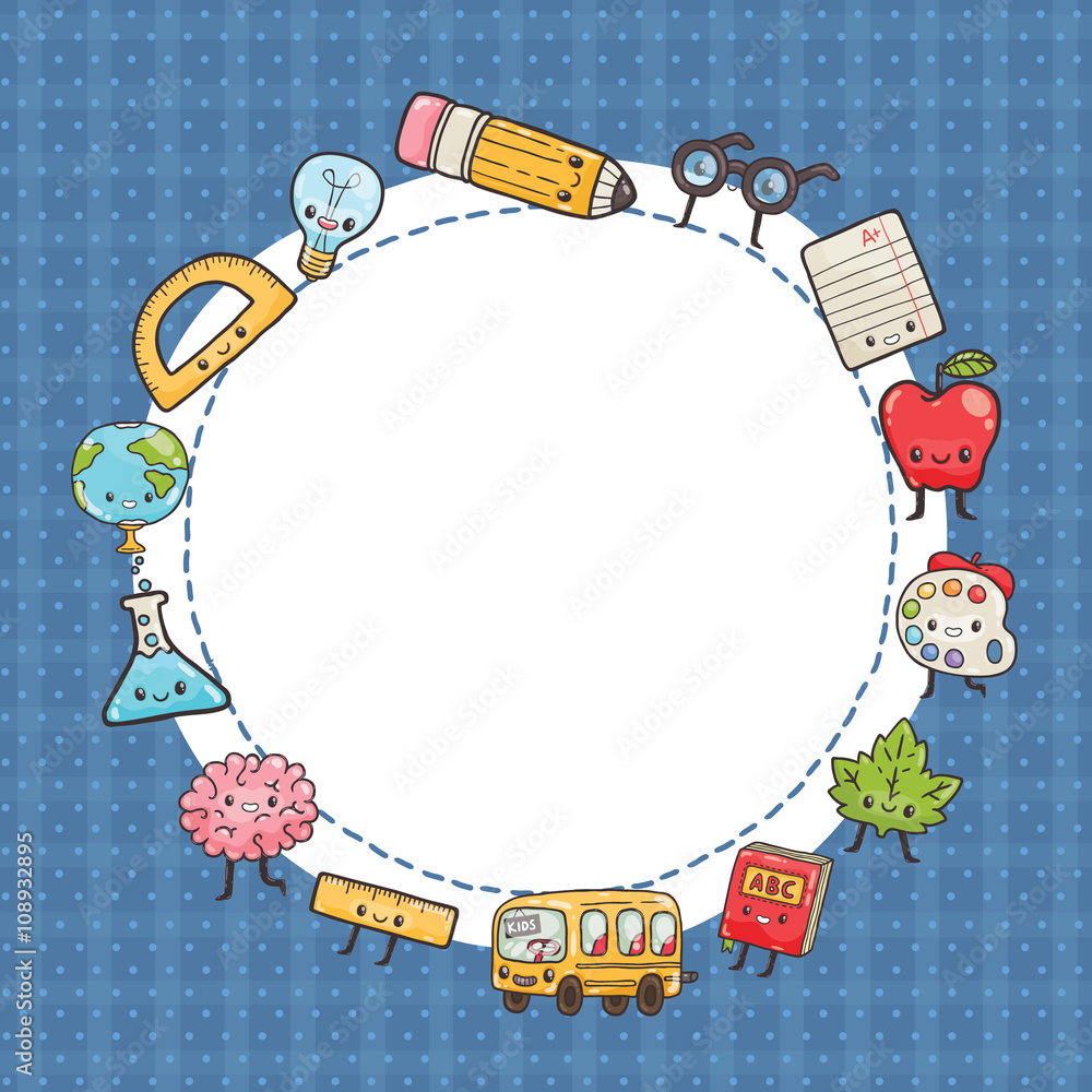 Cute cartoon characters. Back to school background Stock Vector | Adobe ...