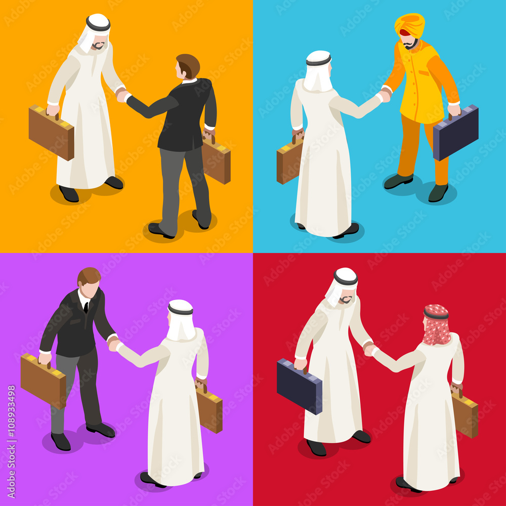 International Business Hand Shaking Infographic. Businessman Meeting ...