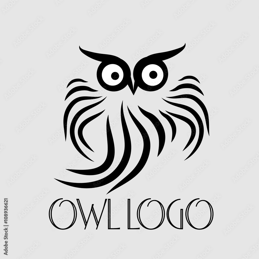 Picture black and white wow owl logo illustration black owl on white ...