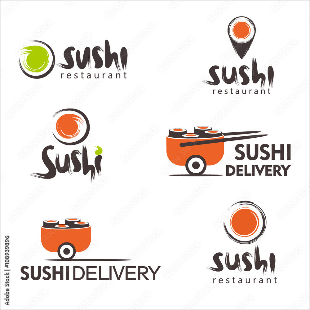 Collection of vector logos of sushi. Logo design for restaurants of ...