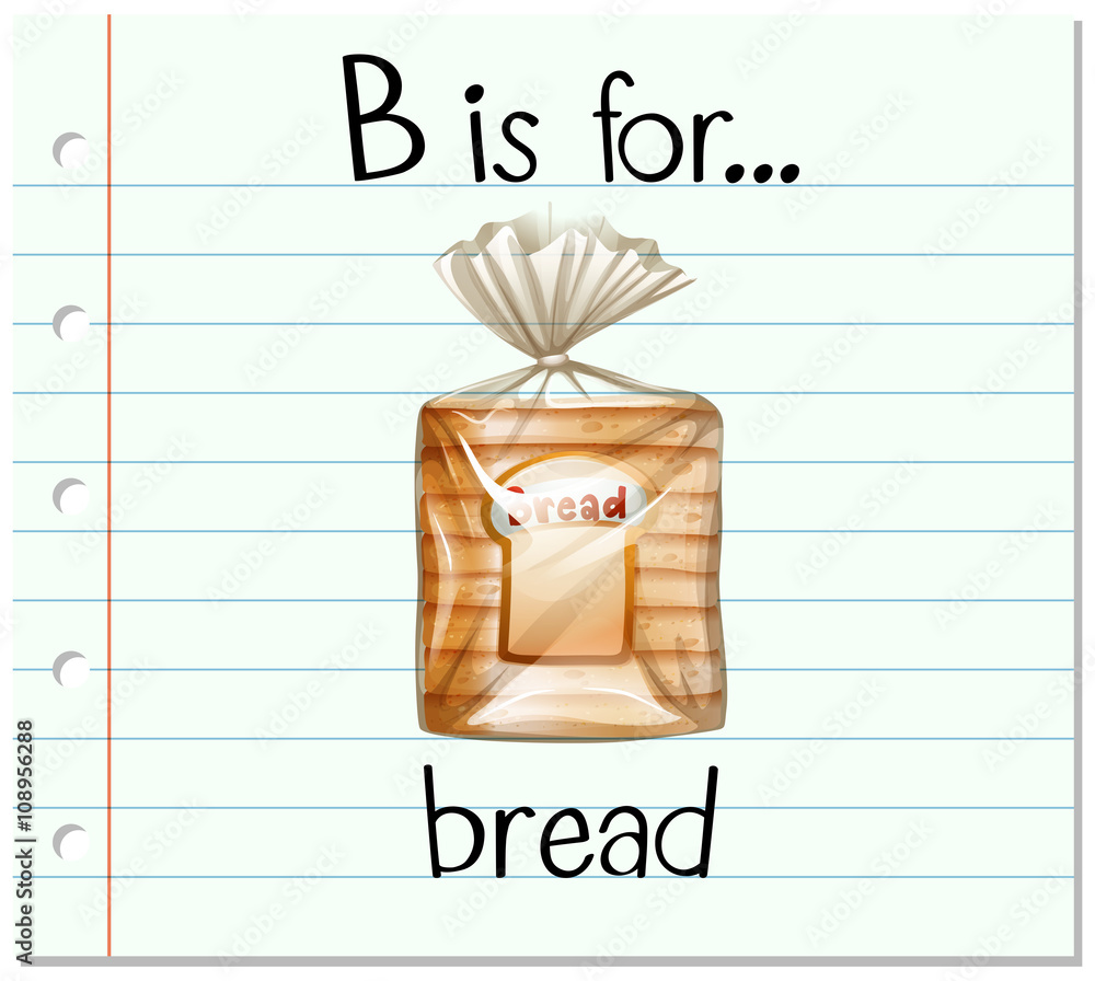 Flashcard letter B is for bread Stock Vector | Adobe Stock