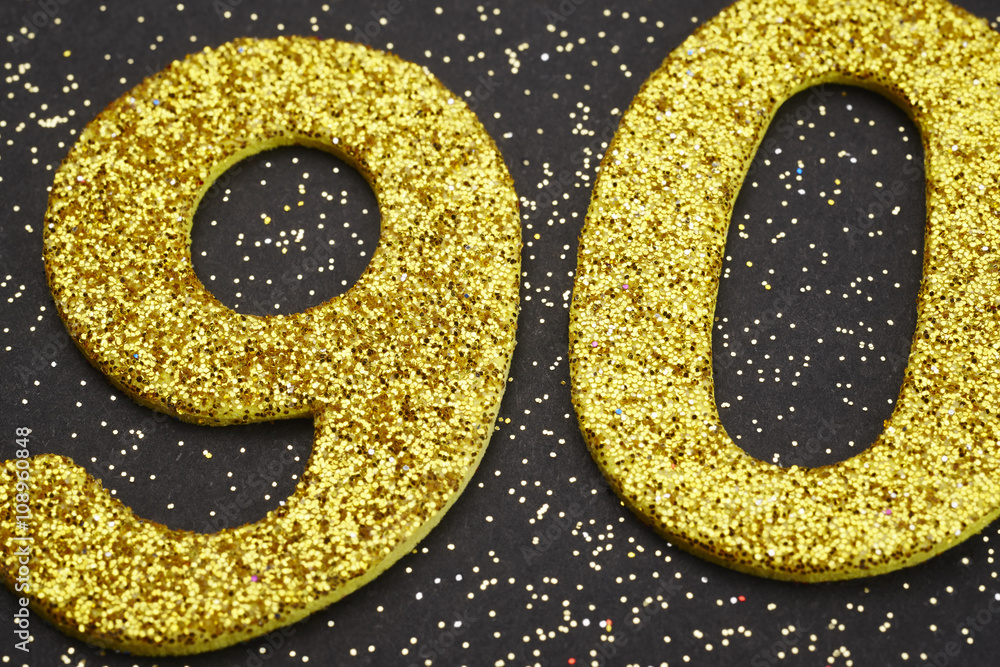 Number ninety golden color over a black background. Anniversary Stock ...