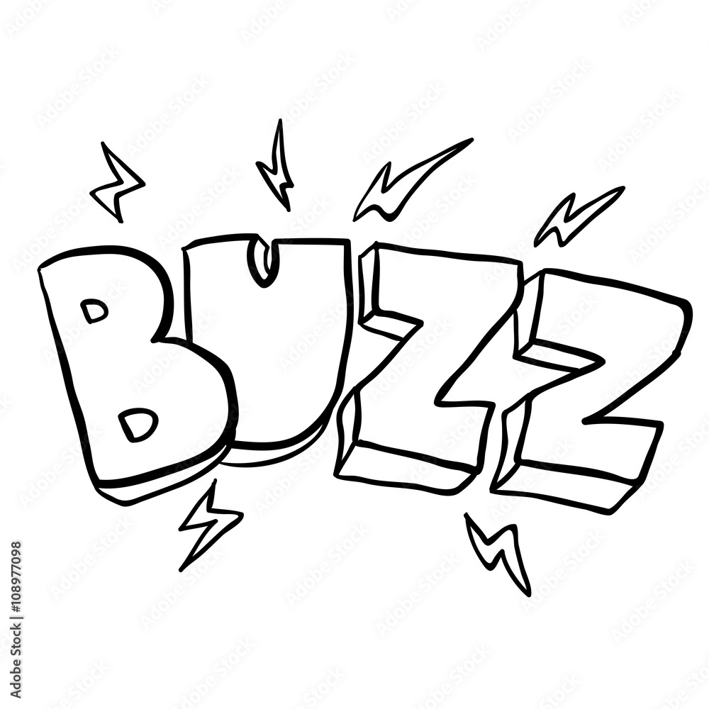 black and white freehand drawn cartoon buzz symbol Stock Vector | Adobe ...