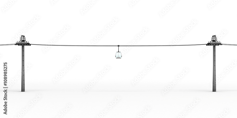 Cable car isolated on white background. 3d rendering. Stock ...