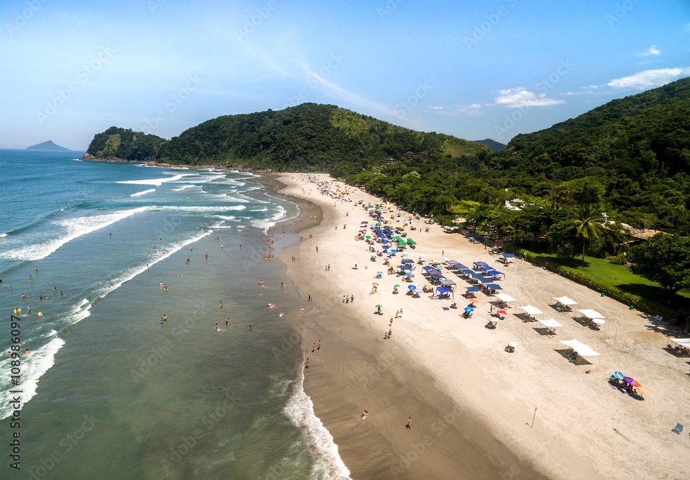 Aerial View of Camburi Beach, Sao Sebastiao, Sao Paulo, Brazil Stock ...